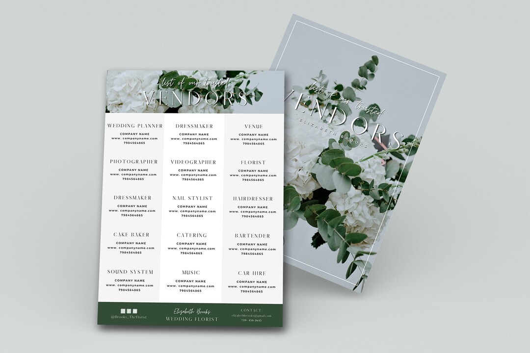 Vendor List, Editable Template, Real Estate Marketing, Trusted Vendors ...