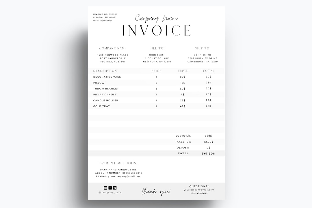 Invoice Template / Editable Invoice / Business Form / Editable Receipt ...