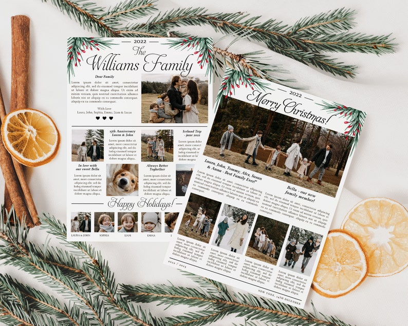 Christmas Newsletter Template / Family Year in Review / Holiday ...