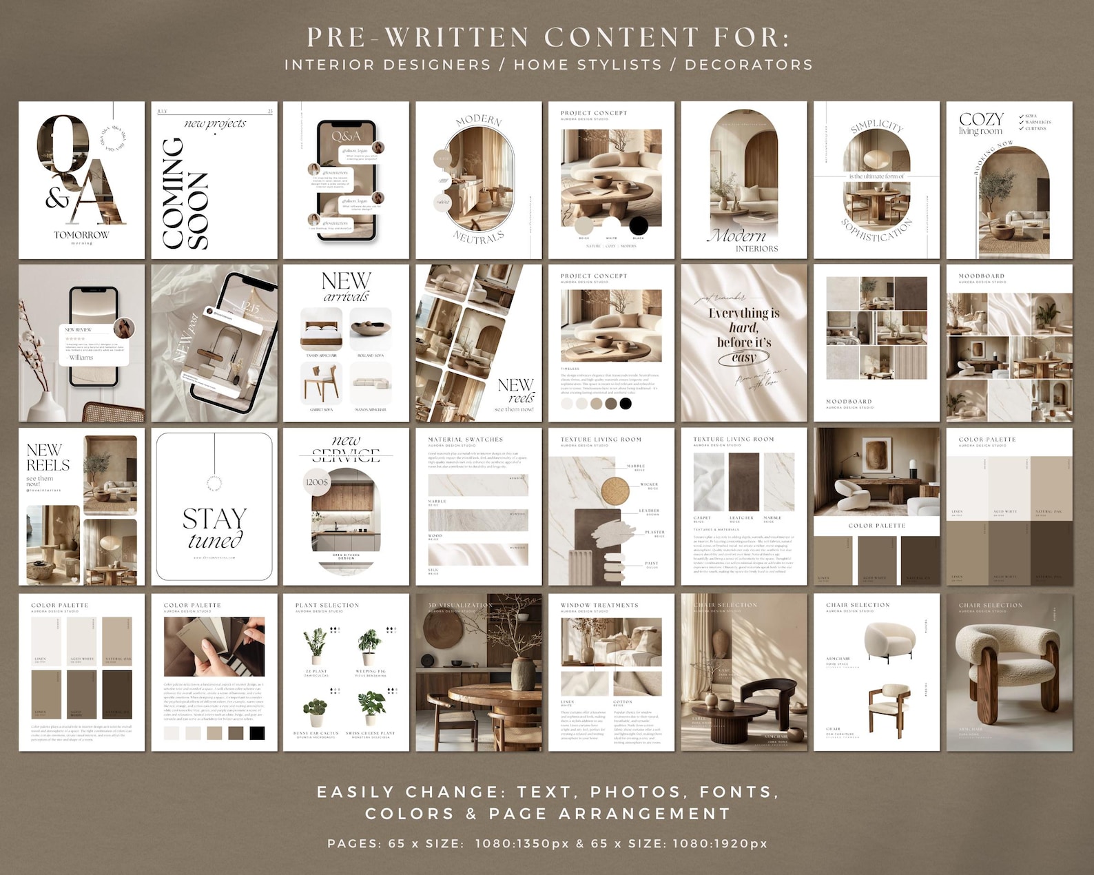Interior Design Canva Templates / Instagram Post & Story Bundle ...