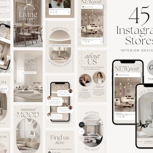 Interior Design Instagram Templates / Canva Template Bundle / Aesthetic ...