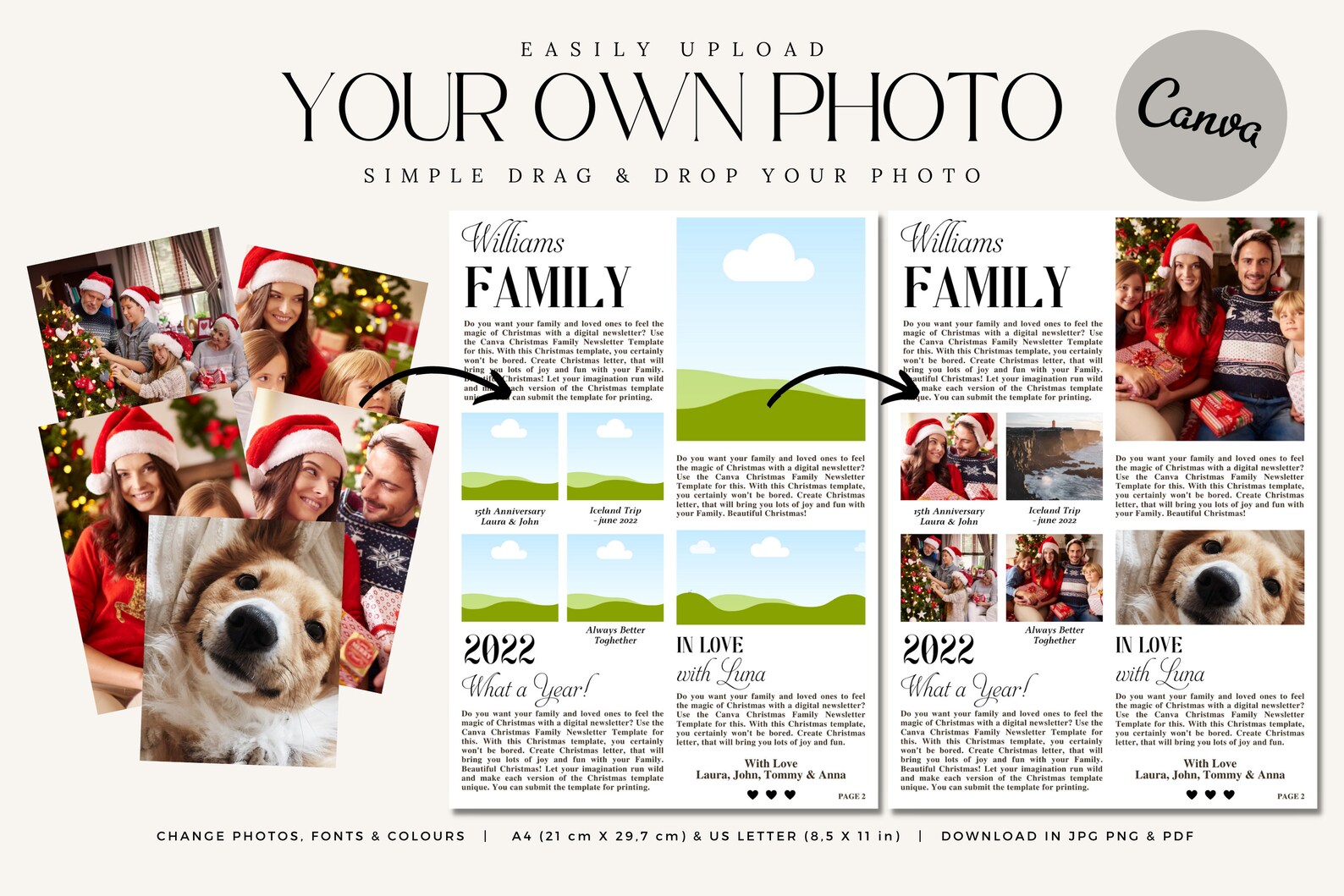Year in Review / Christmas Newsletter / Canva Template / Christmas Card ...