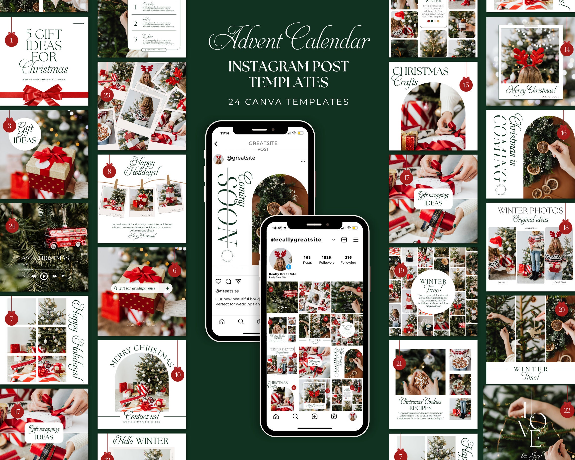 Christmas Instagram Post Templates / Advent Calendar Instagram Feed ...