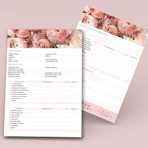 Florist Wedding Booking Form / Wedding Order Forms / Florist Marketing ...