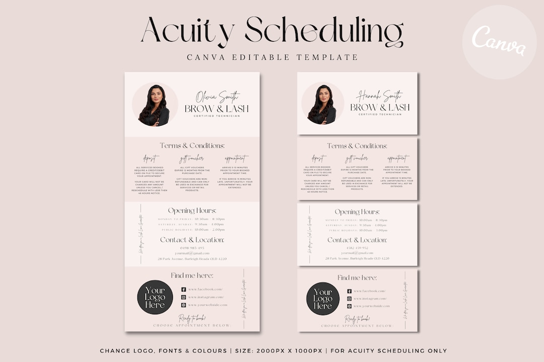 Acuity Scheduling Template / DIY Acuity Site Canva Template / Pink ...