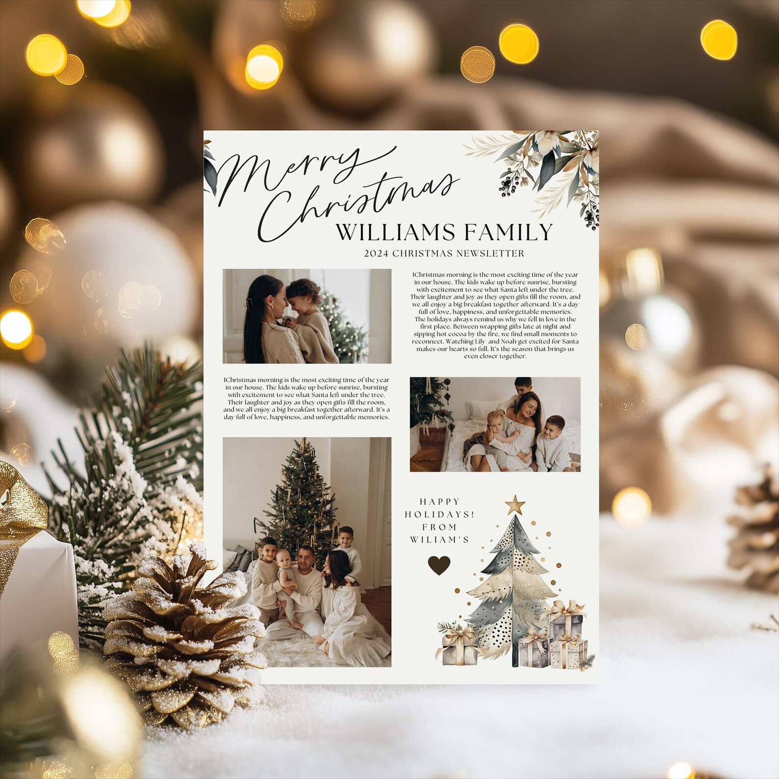 Christmas Newspaper Template, Family Year in Review, Festive Christmas ...