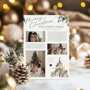 Christmas Newspaper Template, Family Year in Review, Festive Christmas ...