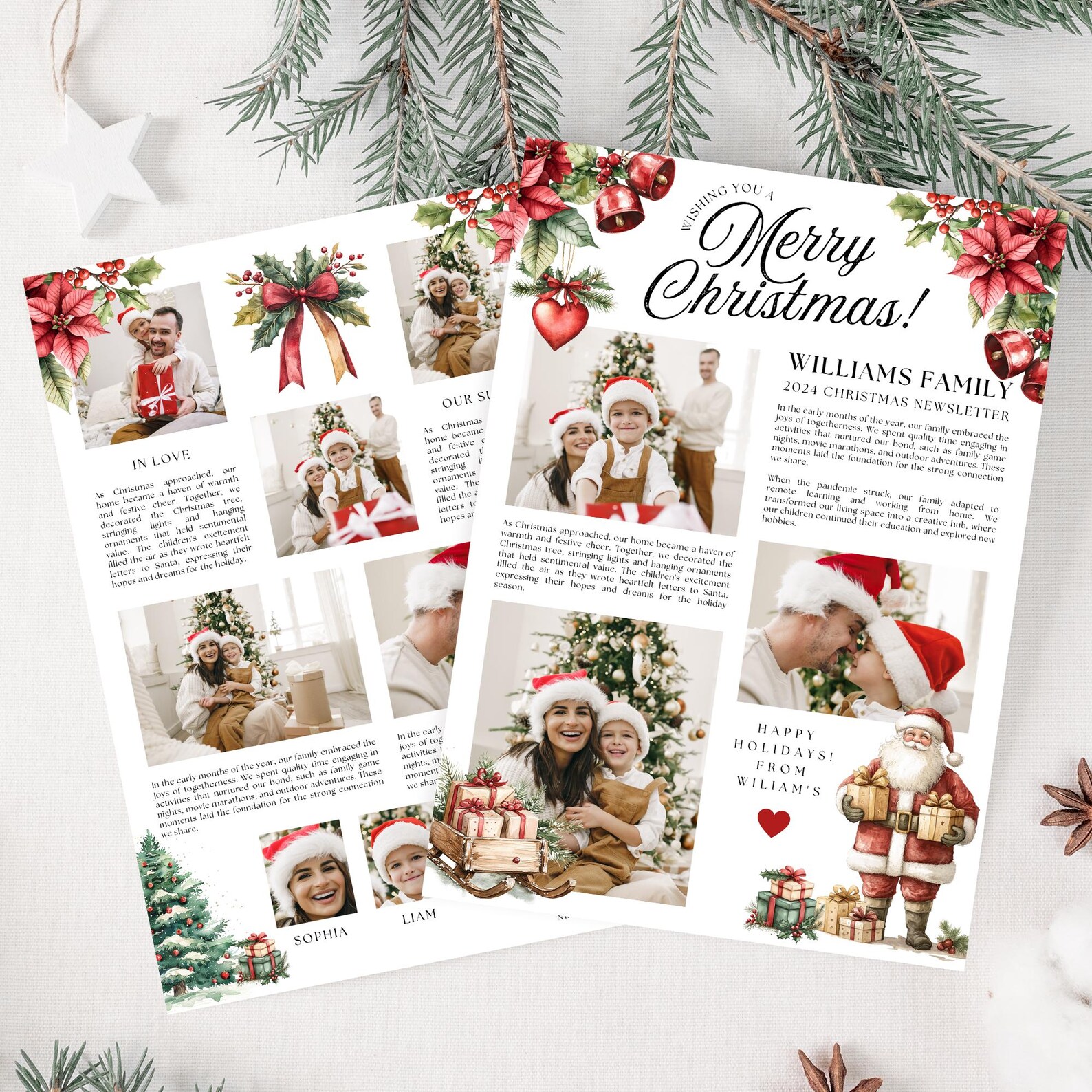 Christmas Newsletter Template / Family Year in Review / Holiday ...