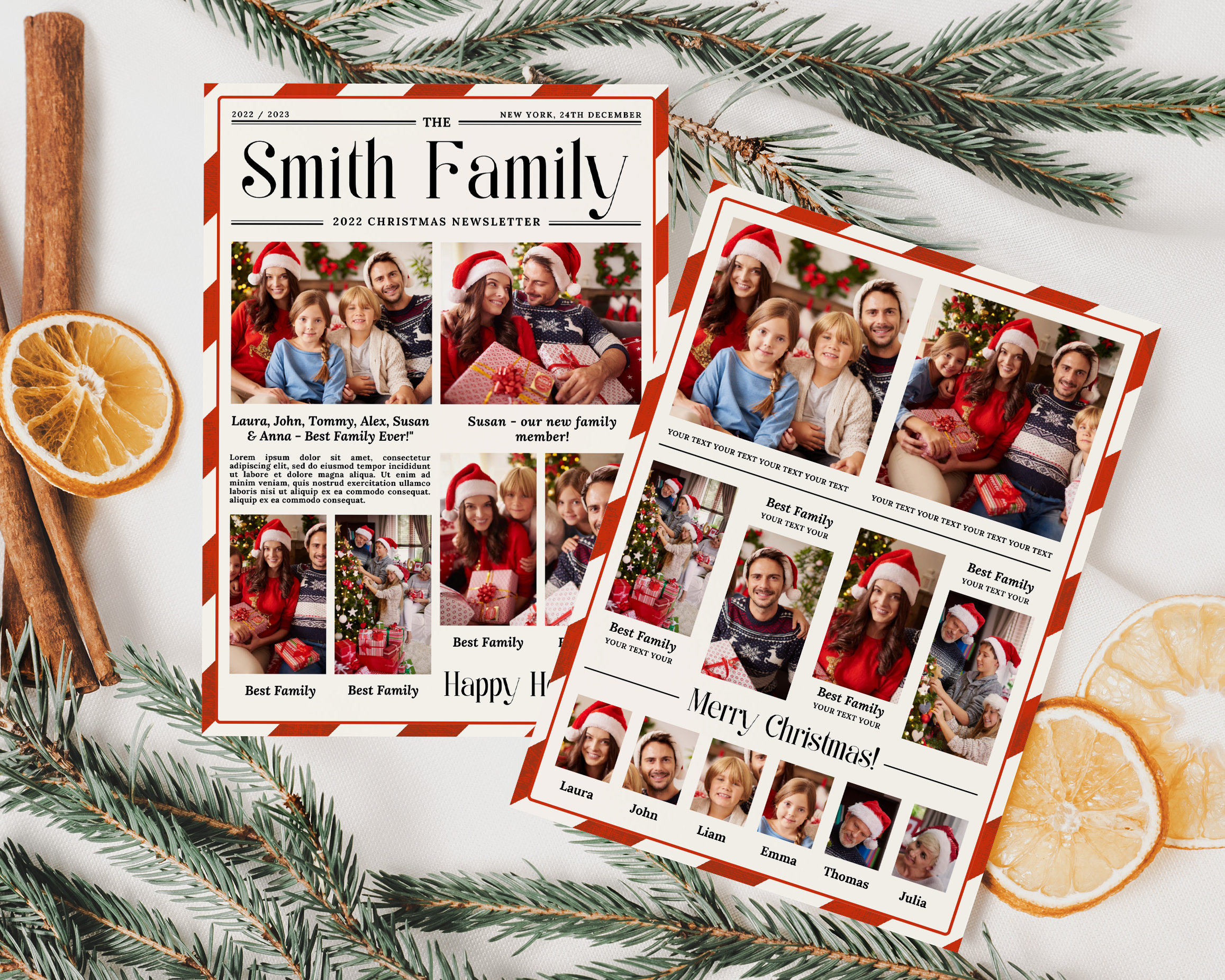 Christmas Newsletter Template / Canva Template / Family Year in Review ...