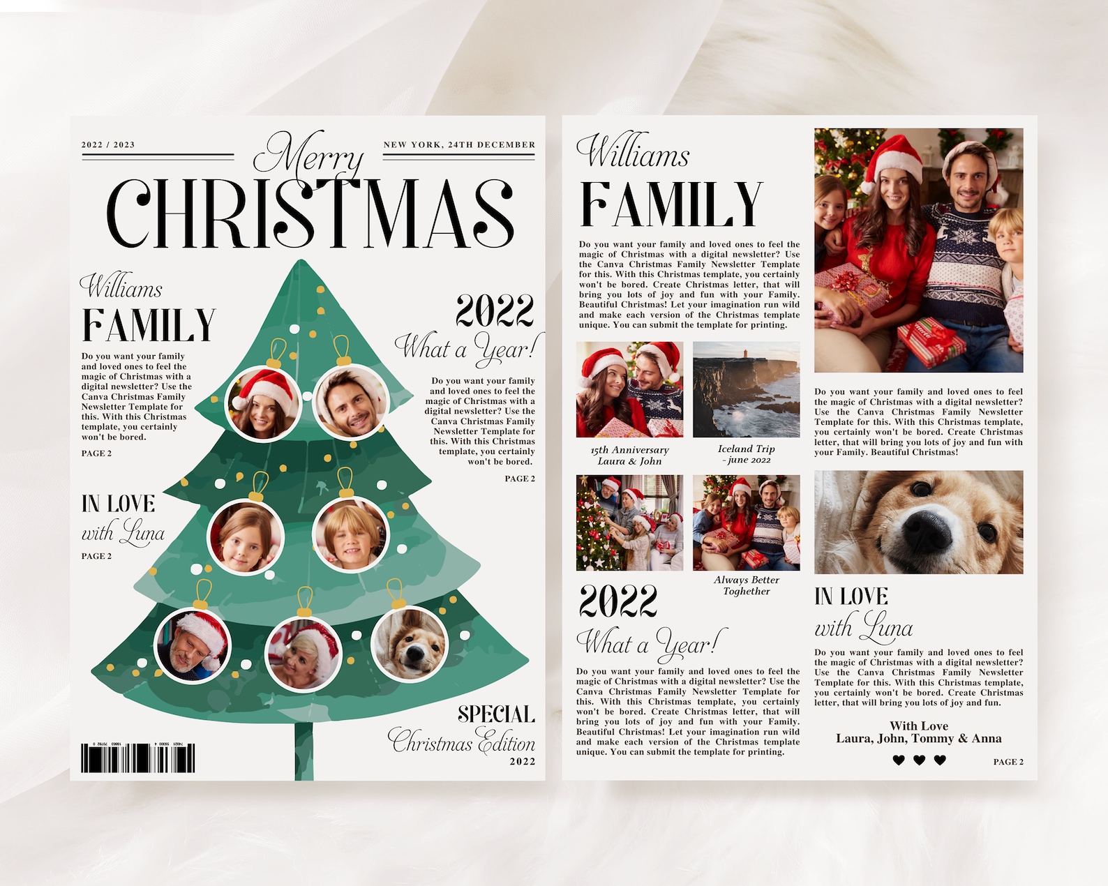 Year in Review / Christmas Newsletter / Canva Template / Christmas Card ...