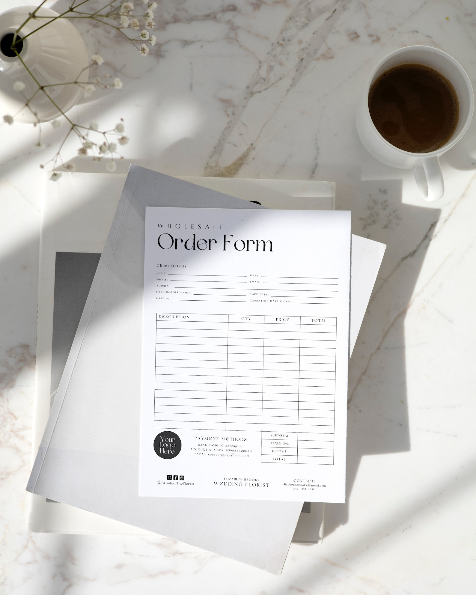 Wholesale Order Form Template / Canva Order Forms / Editable Invoice ...