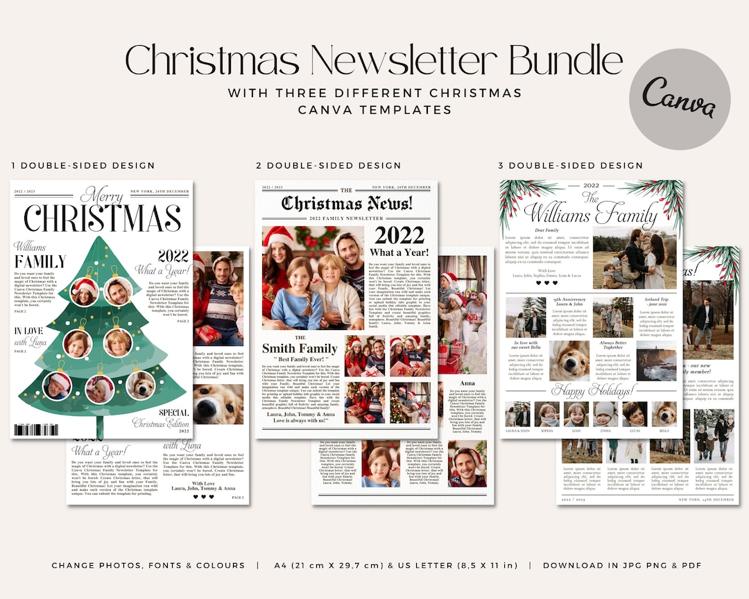 Christmas Newsletter Bundle / Canva Templates / Family Year in Review ...