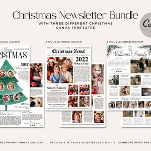 Christmas Newsletter Bundle / Canva Templates / Family Year in Review ...