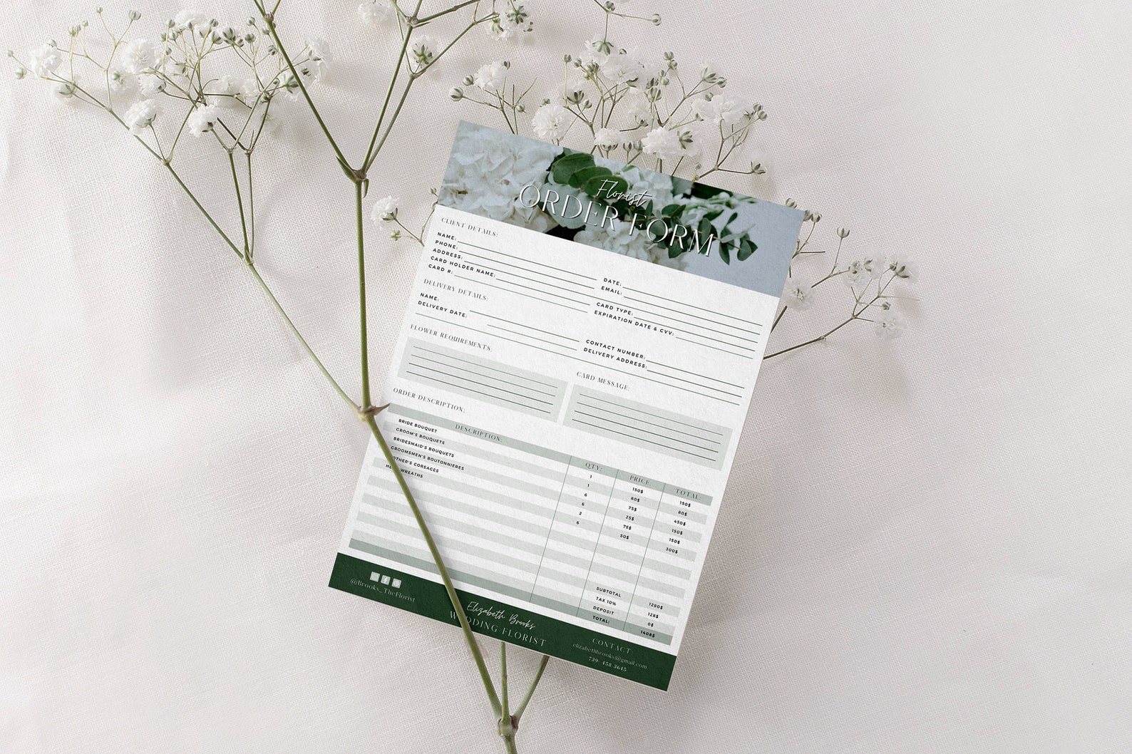 Florist Order Form Template, Canva Order Forms for Florist, Editable ...