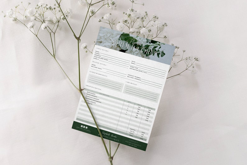 Florist Order Form Template Canva Order Forms for Florist - Etsy