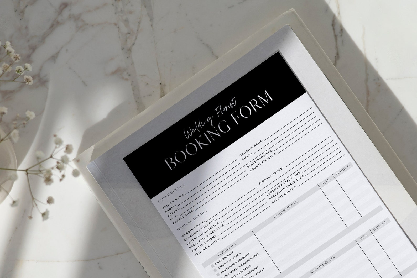 Florist Wedding Booking Form / Wedding Order Forms / Florist ...