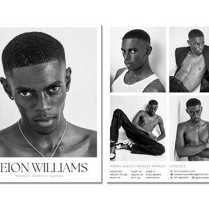 Male Model Comp Card / Canva Template / Actor, Men's Fashion Model Zed ...