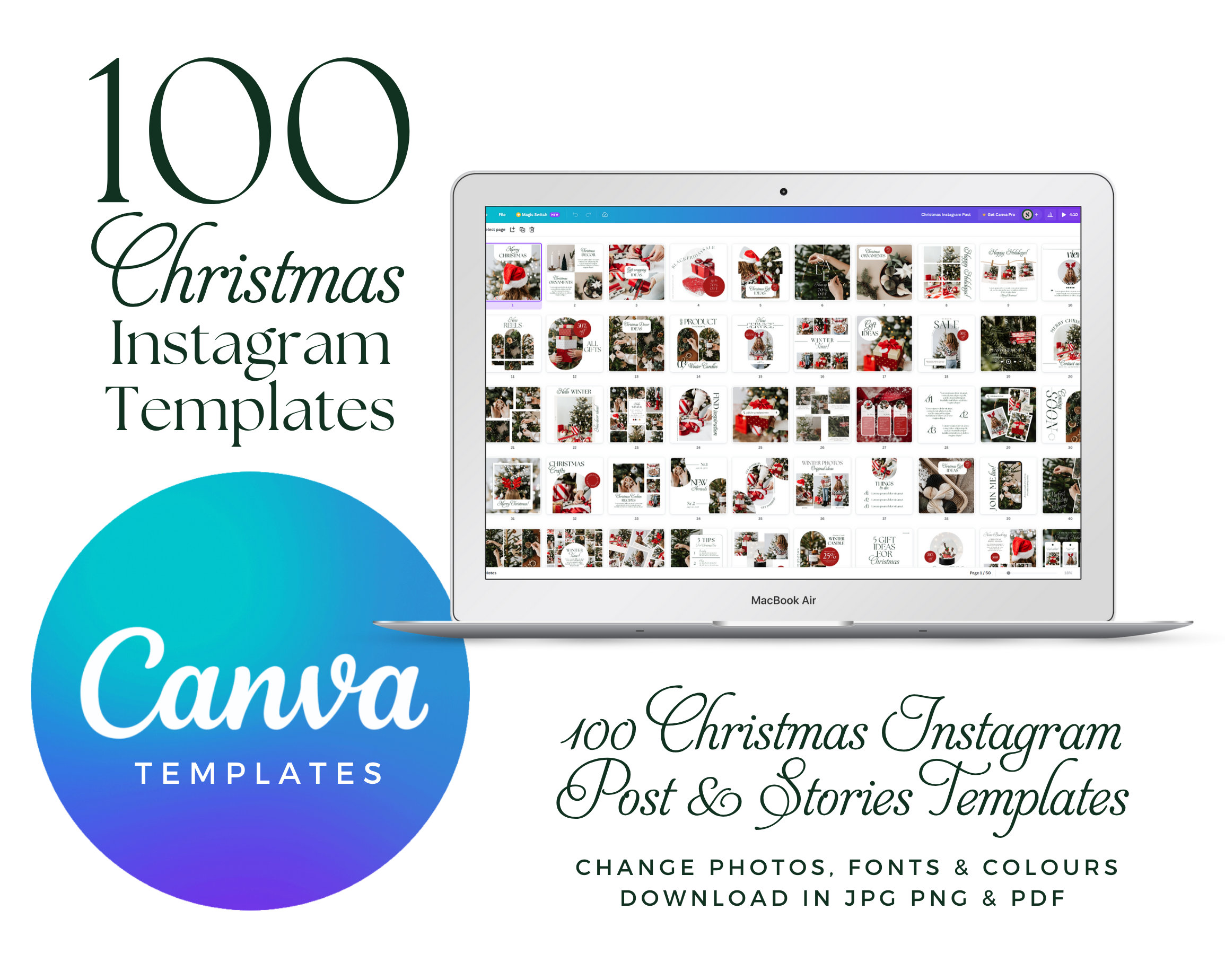 Christmas Instagram Templates / Holiday Social Media Bundle / Instagram ...