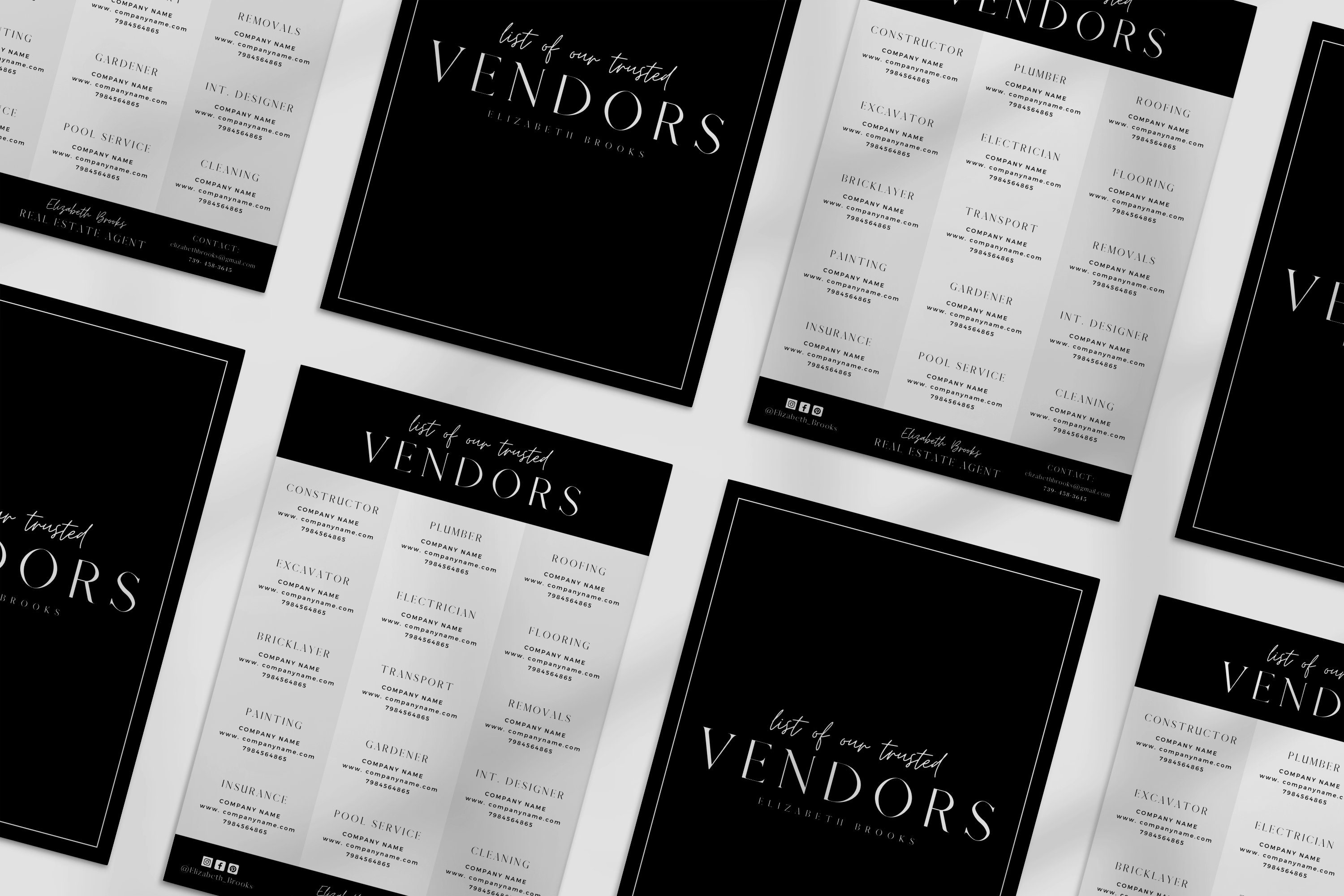 Vendor List, Editable Template, Real Estate Marketing, Trusted Vendors ...