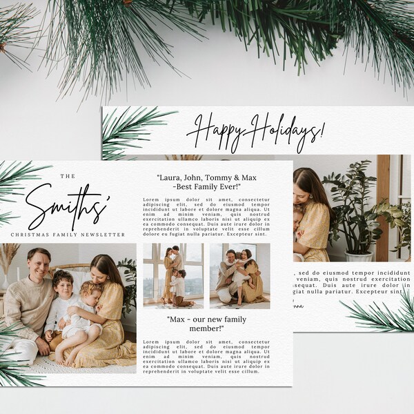 Christmas Postcard Printable Template - Etsy