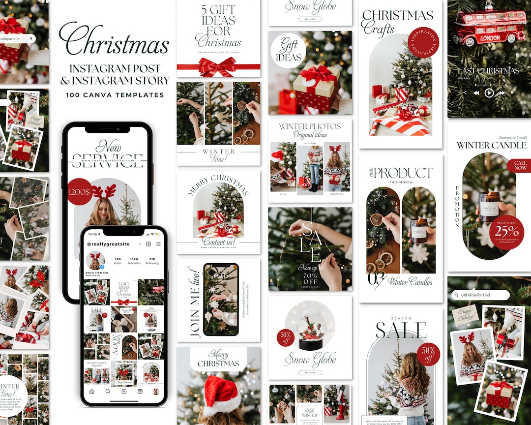 Christmas Instagram Templates / Holiday Social Media Bundle / Instagram ...