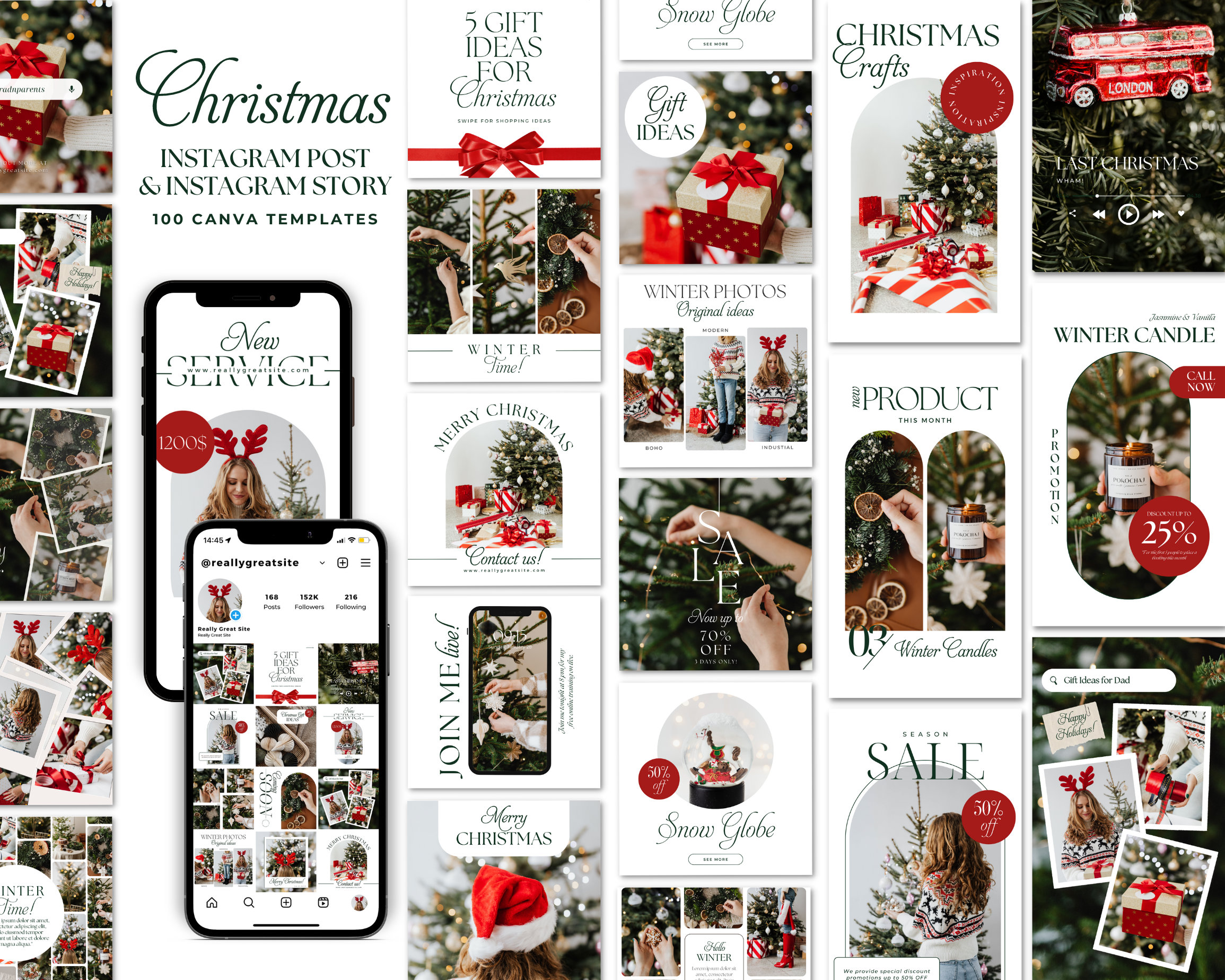Christmas Instagram Templates / Holiday Social Media Bundle / Instagram ...
