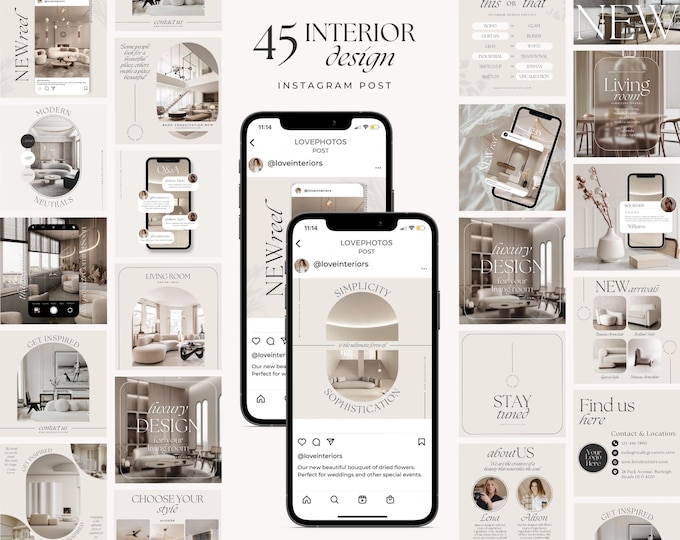 Interior Design Instagram Posts | Canva Template | Instant Download ...