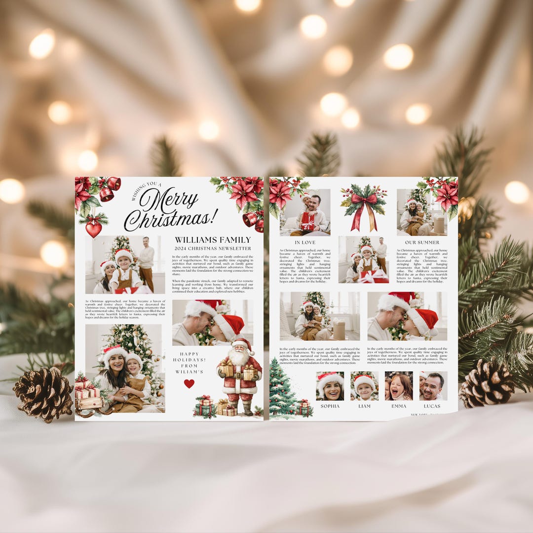 Christmas Newsletter Template / Family Year in Review / Holiday ...