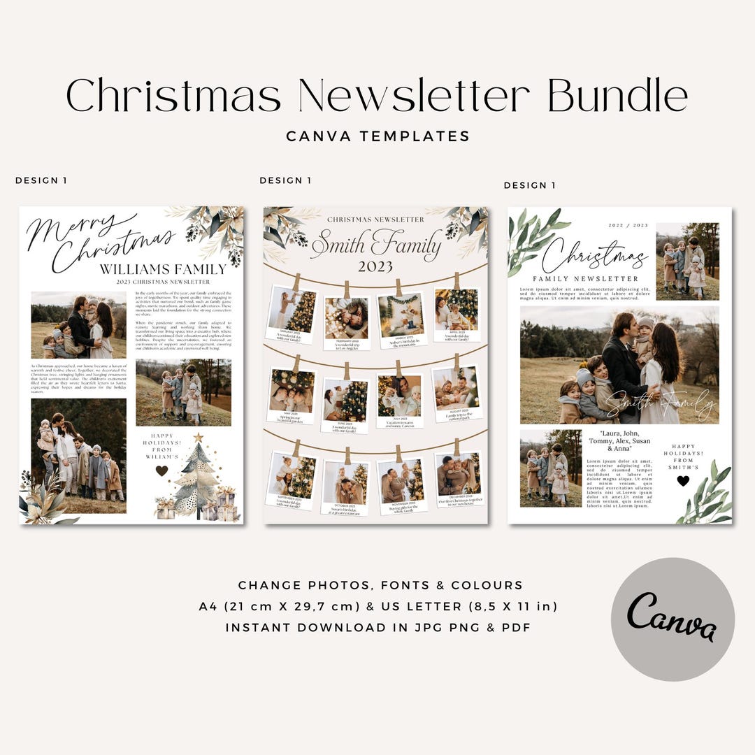 Christmas Newsletter Bundle / Canva Templates / Family Year in Review ...