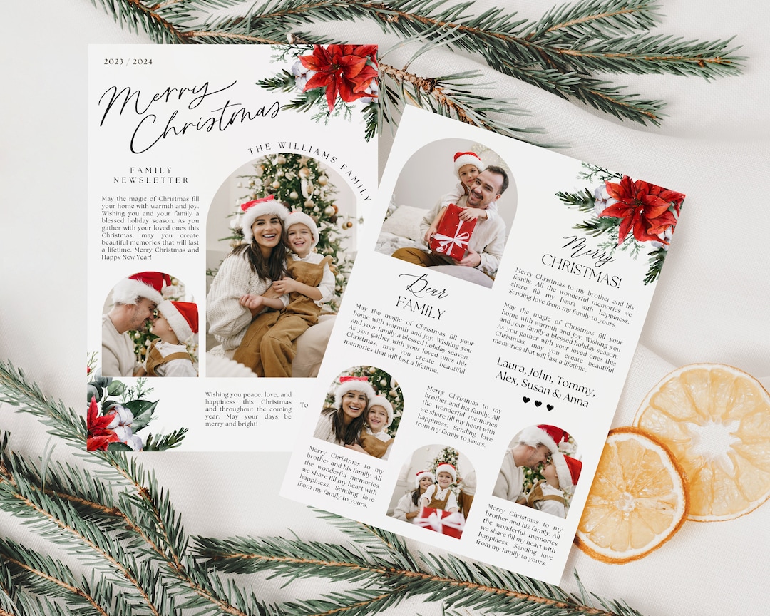 Christmas Newsletter Template / Family Year in Review / Holiday ...