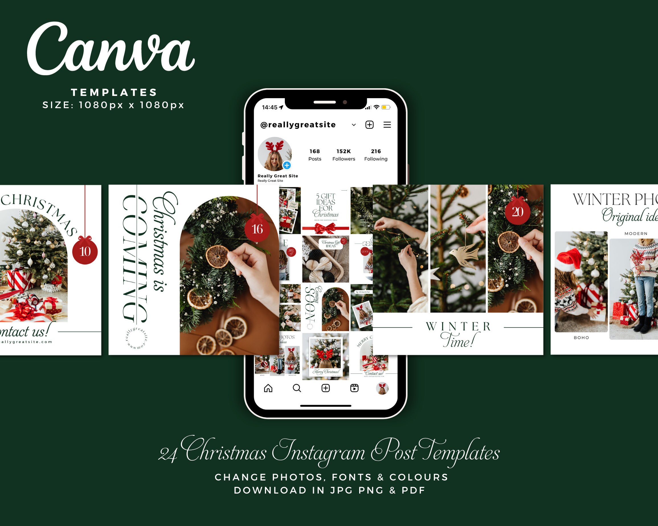 Christmas Instagram Post Templates / Advent Calendar Instagram Feed ...