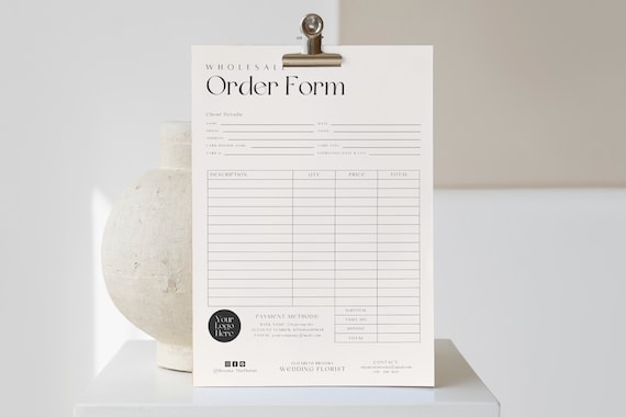 Wholesale Order Form Template / Canva Order Forms / Editable | Etsy