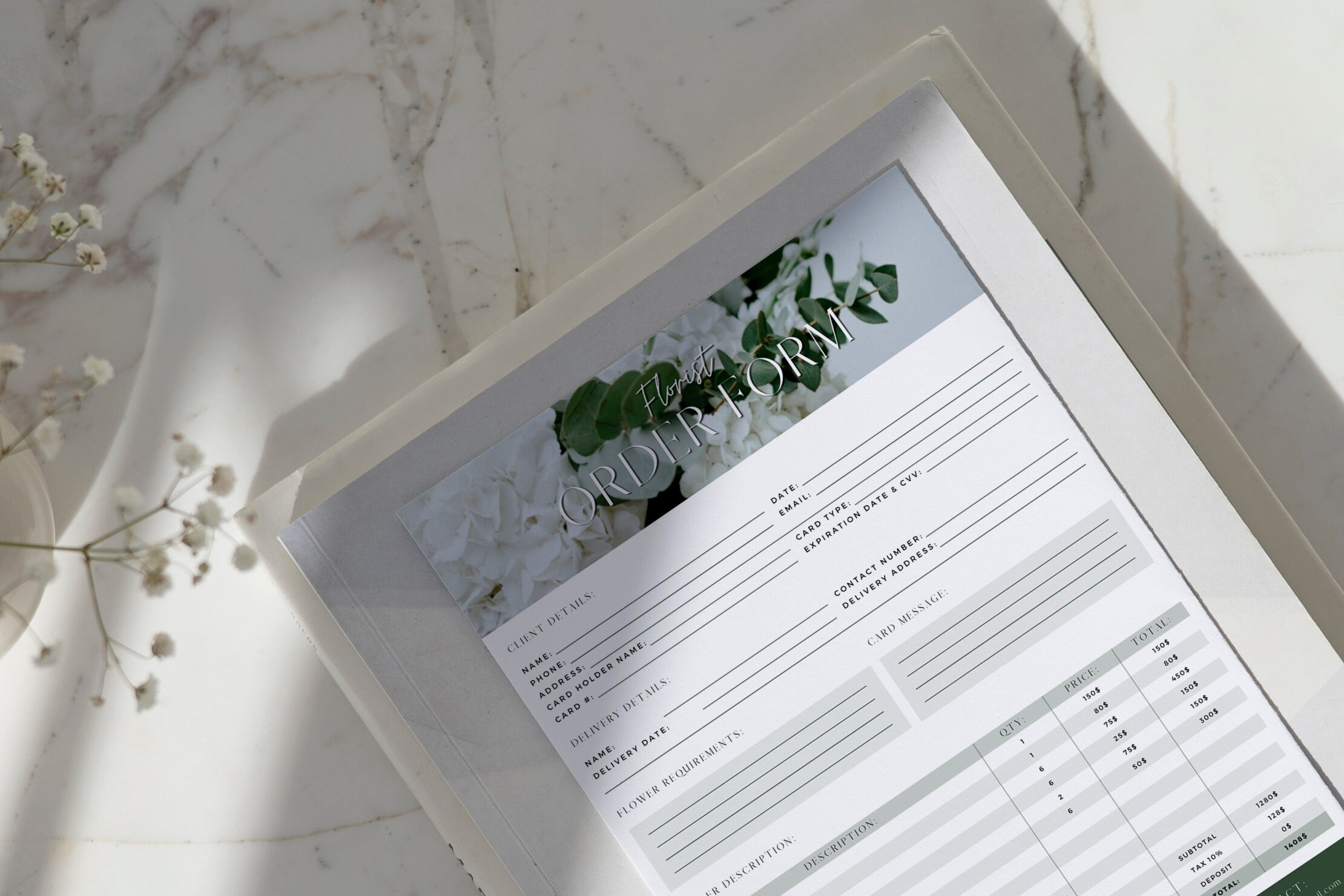 Florist Order Form Template, Canva Order Forms for Florist, Editable ...