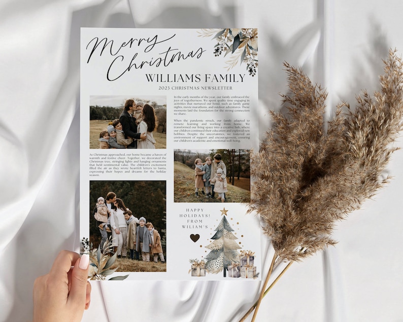 Family Year in Review, Christmas Newsletter Template, Rustic Holiday ...
