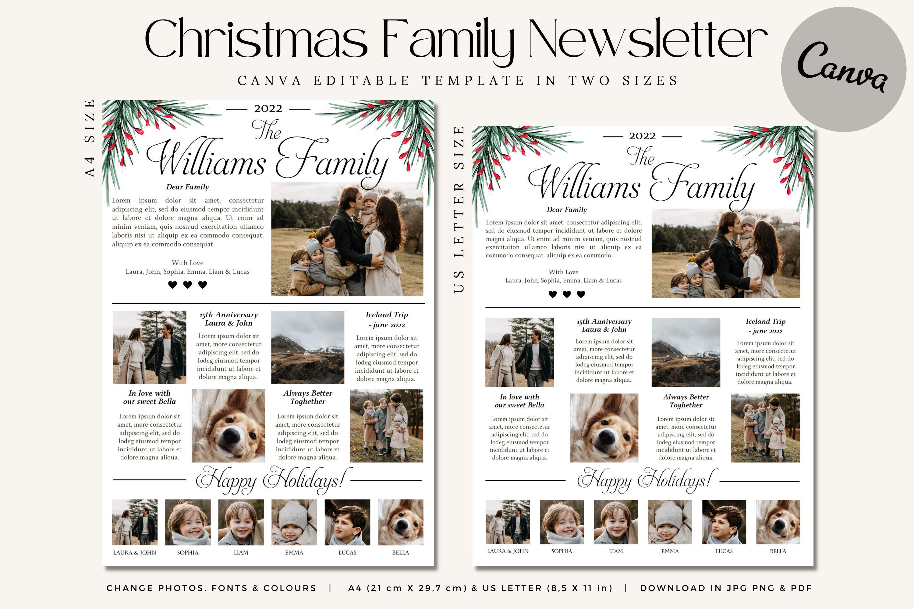 Year in Review Christmas Card Template Christmas Newsletter - Etsy