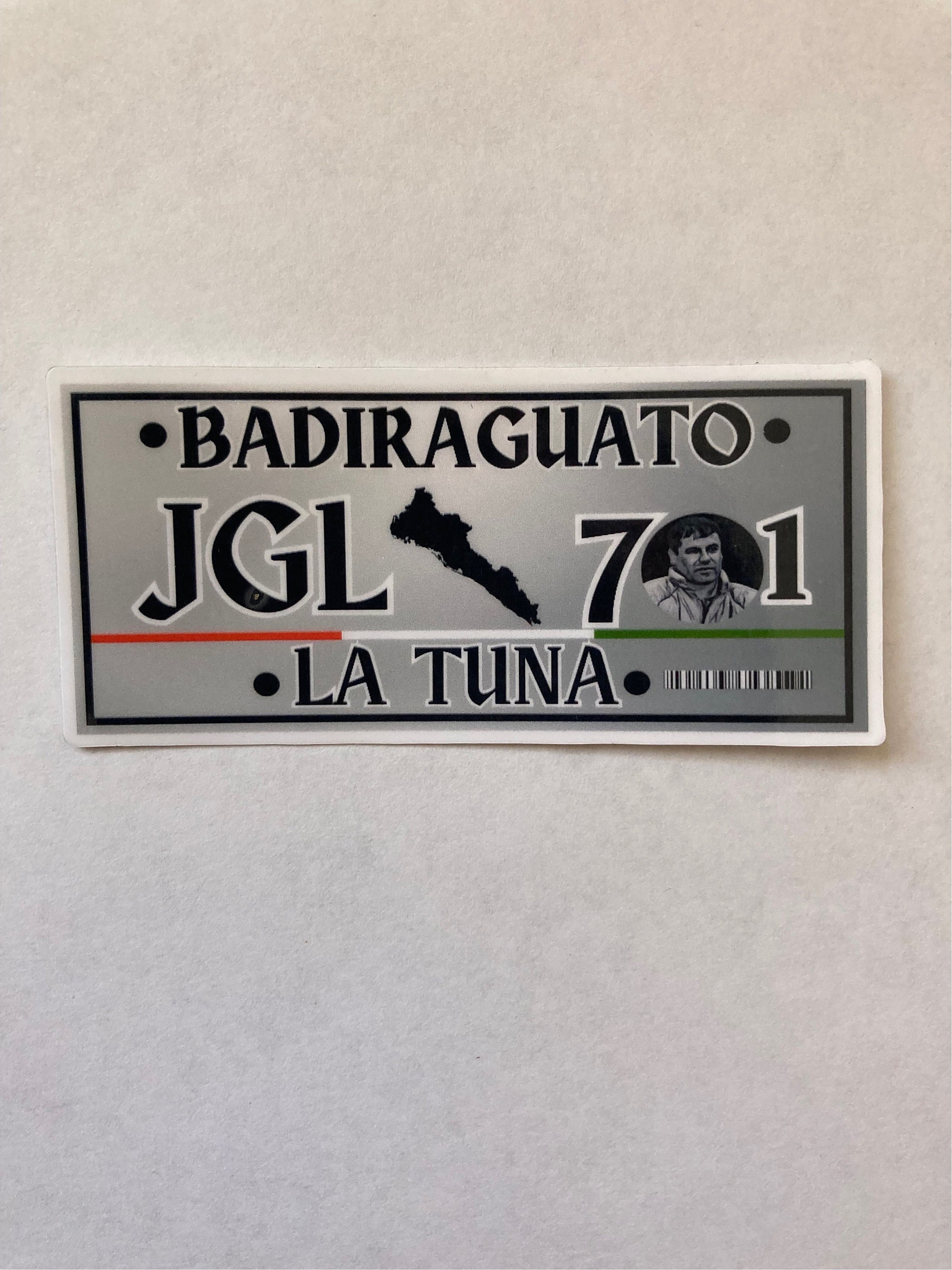 JGL joaquín el Chapo Guzmán silver License Plate Vinyl Sticker - Etsy