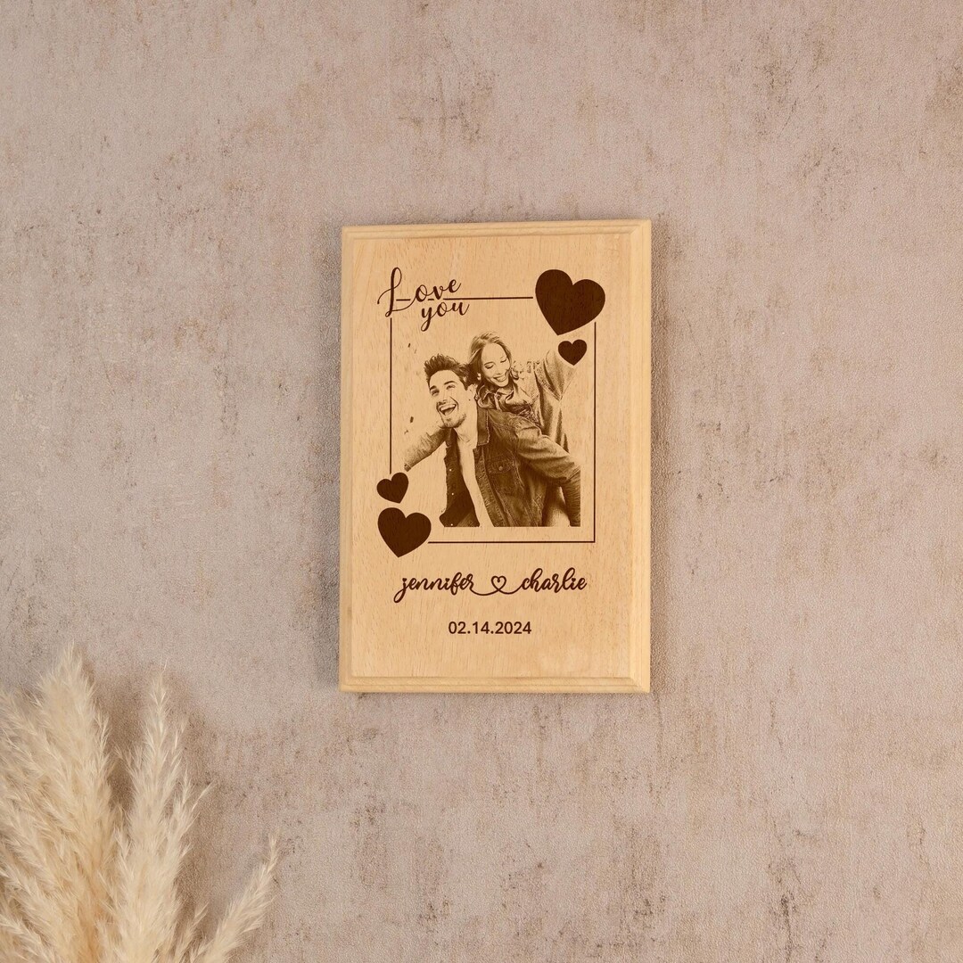 Personalized Wooden Engraved Photo Plaque, Custom Couples Gift ...