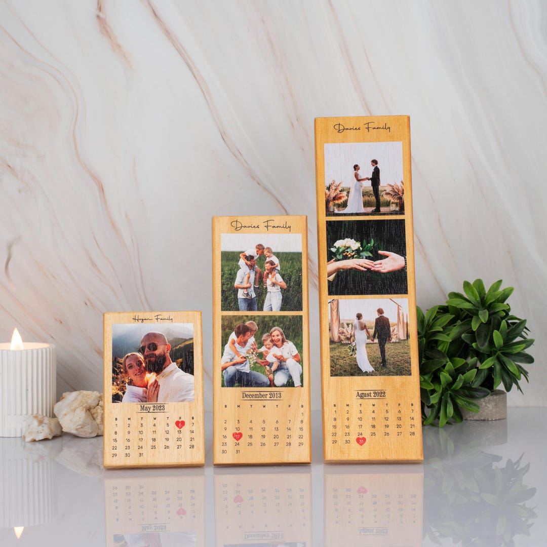 Personalized Wooden Calendar With Photos Unique Gift for Anniversaries ...