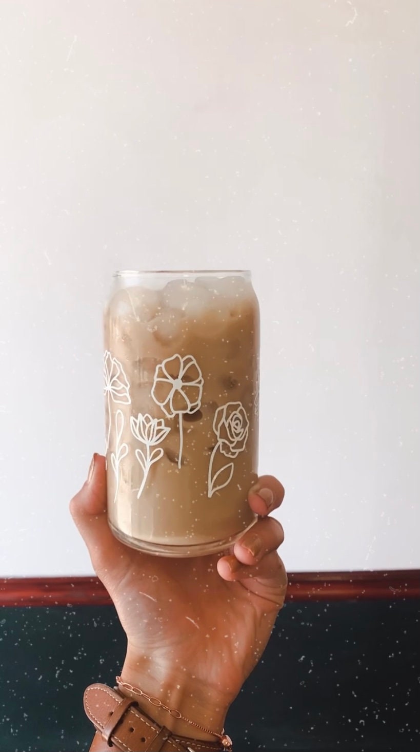 Iced Coffee 16oz Glass Coffee Cup Etsy