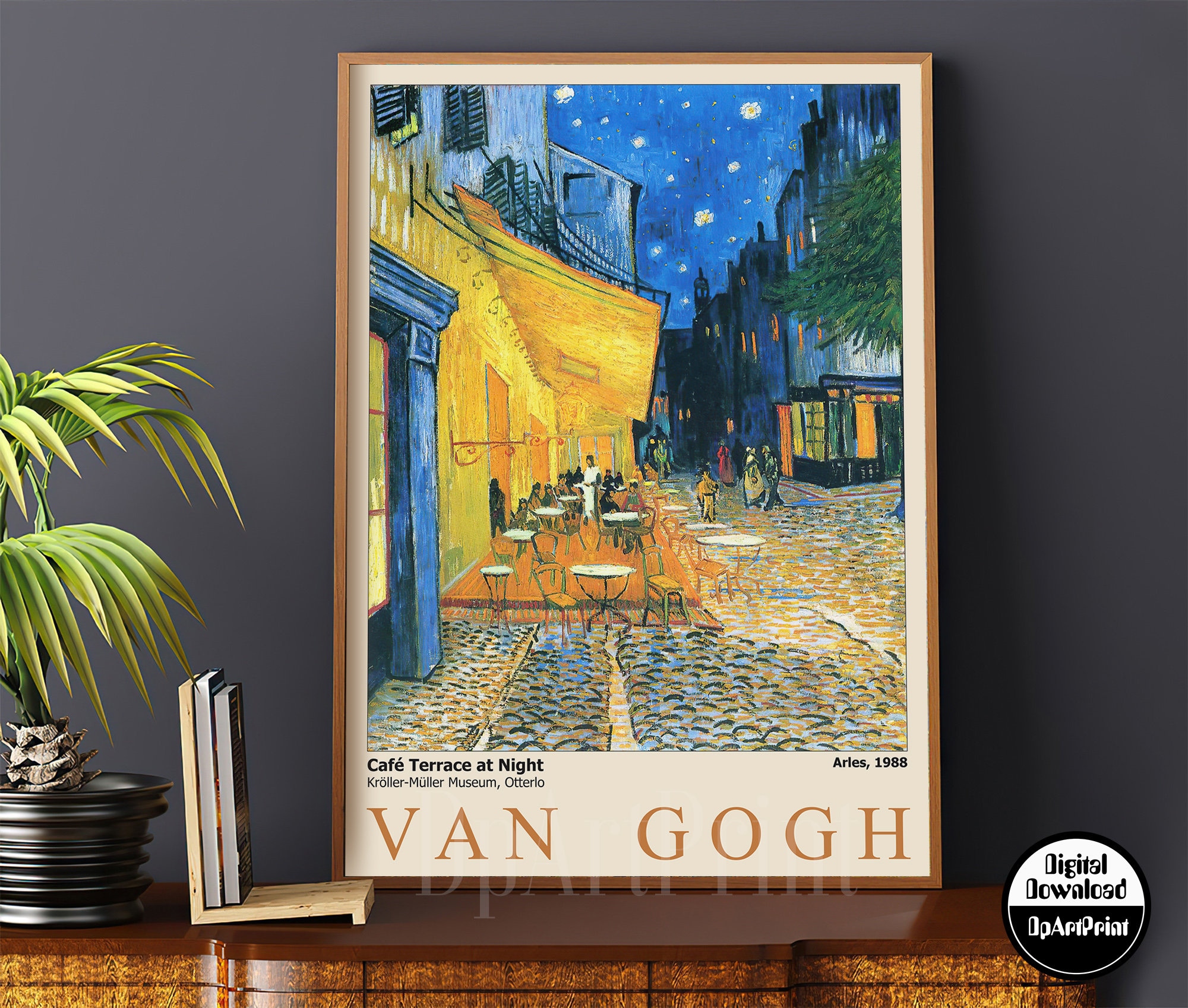 Vintage Poster Van Gogh Print Café Terrace at Night 1888 Printable Wall ...