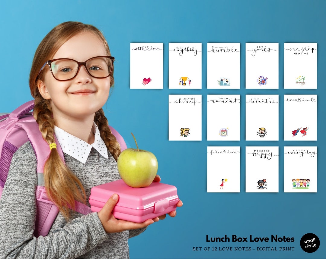 Lunch Box Love Notes - Digital Printable Lunch Box Love Notes to ...