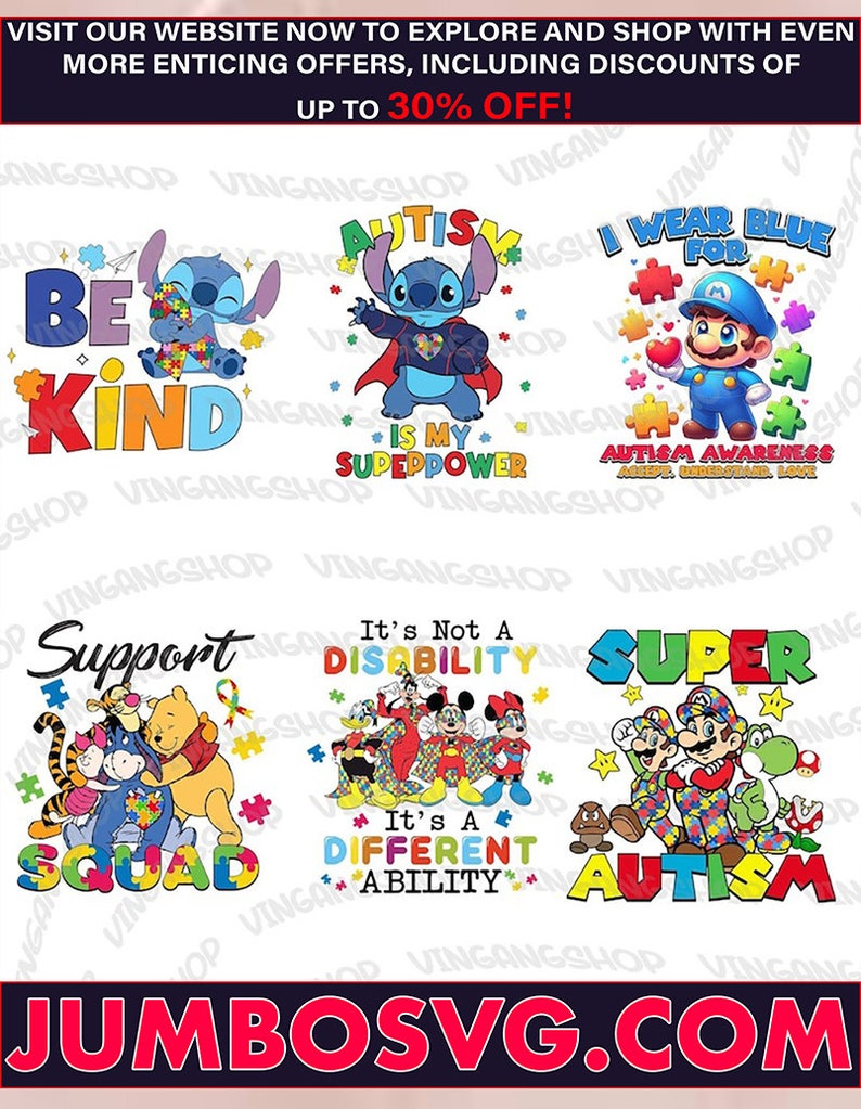 15 Autism Awareness Png Bundle, Autism Puzzle Png, Character Cartoon ...