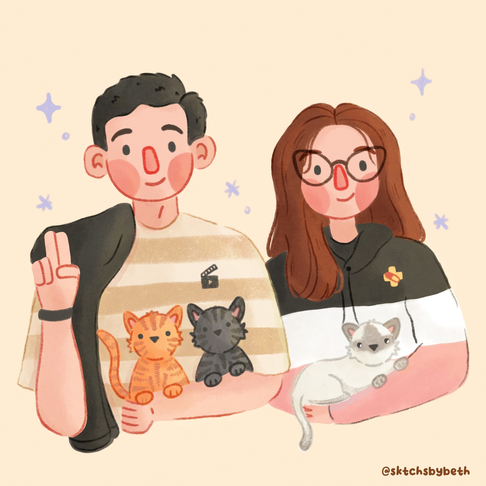 Custom Solo Portrait Digital Illustration Personalized Procreate Art ...