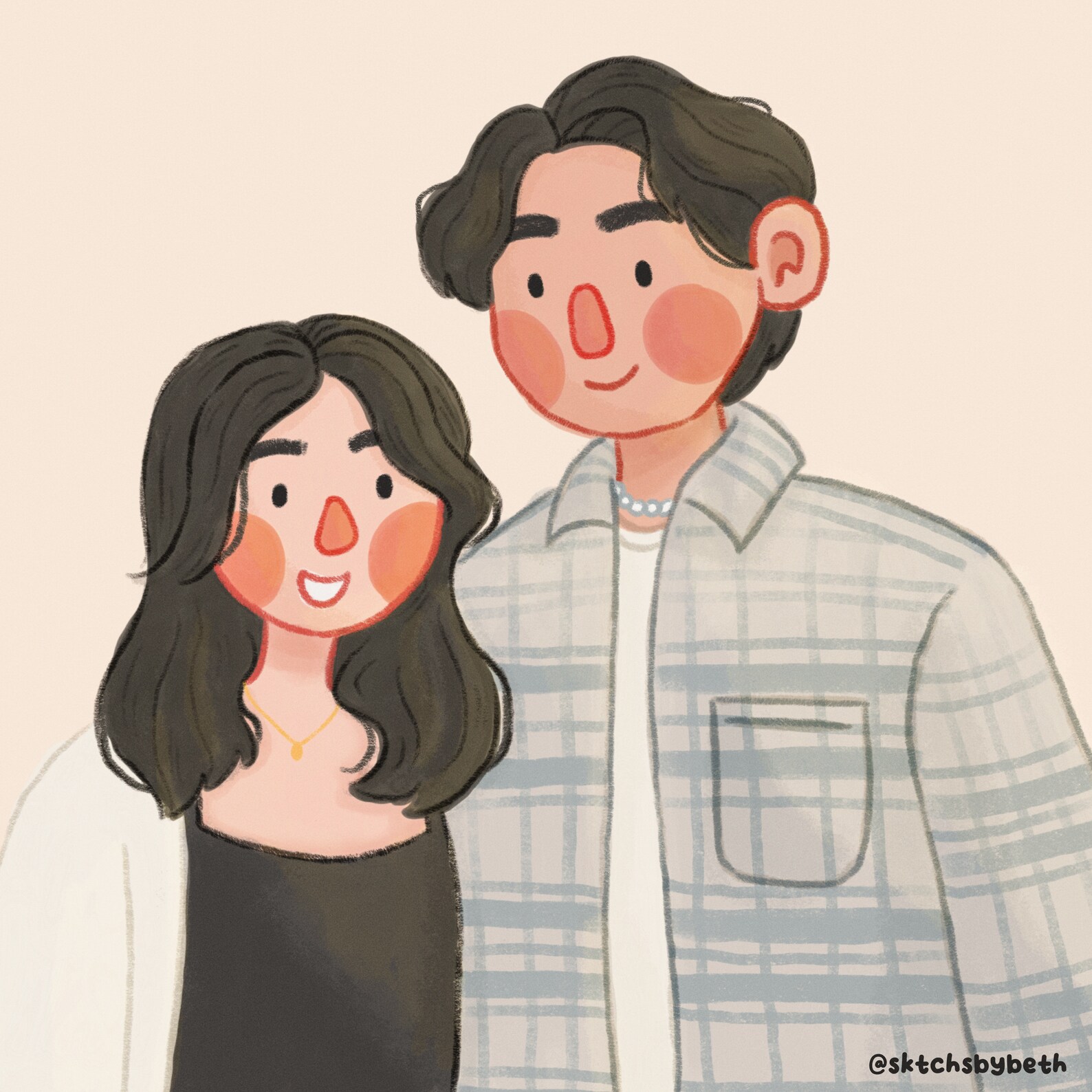 Custom Solo Portrait Digital Illustration Personalized Procreate Art ...