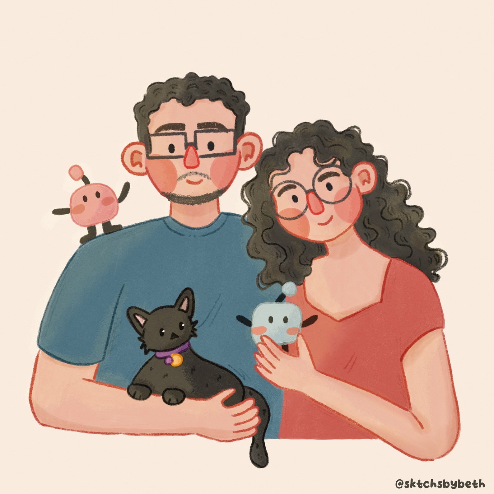 Custom Solo Portrait Digital Illustration Personalized Procreate Art ...