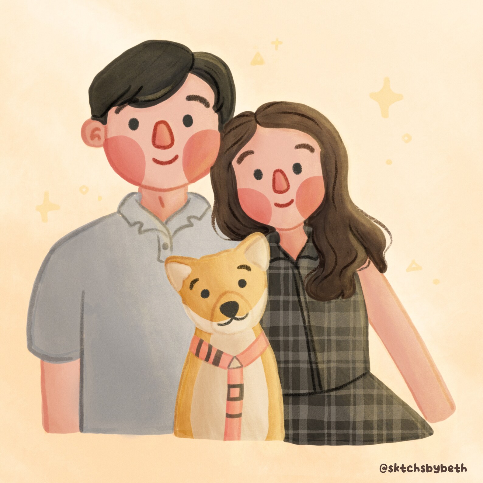 Custom Solo Portrait Digital Illustration Personalized Procreate Art ...