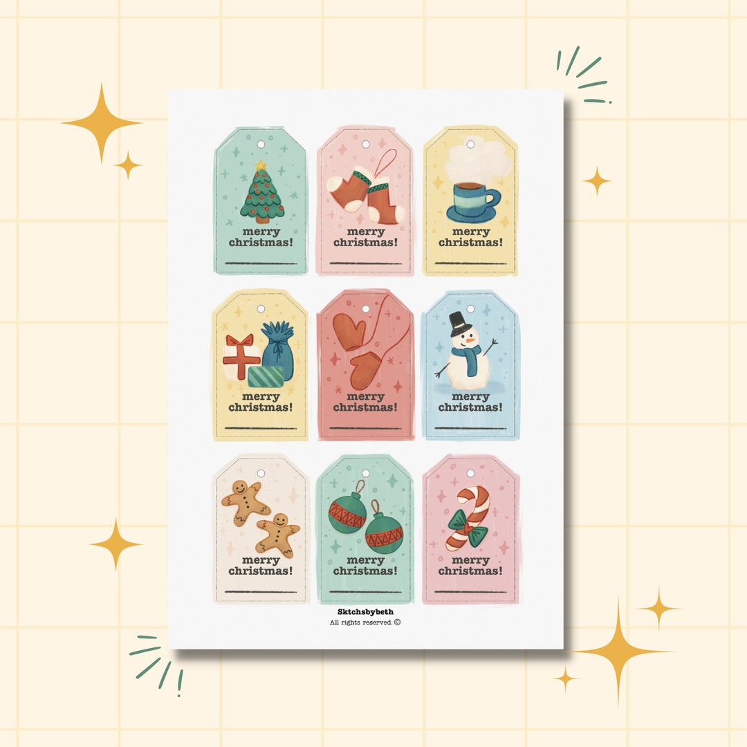 Printable Christmas Gift Tags, Printable Holiday Tag, Cute Tags ...