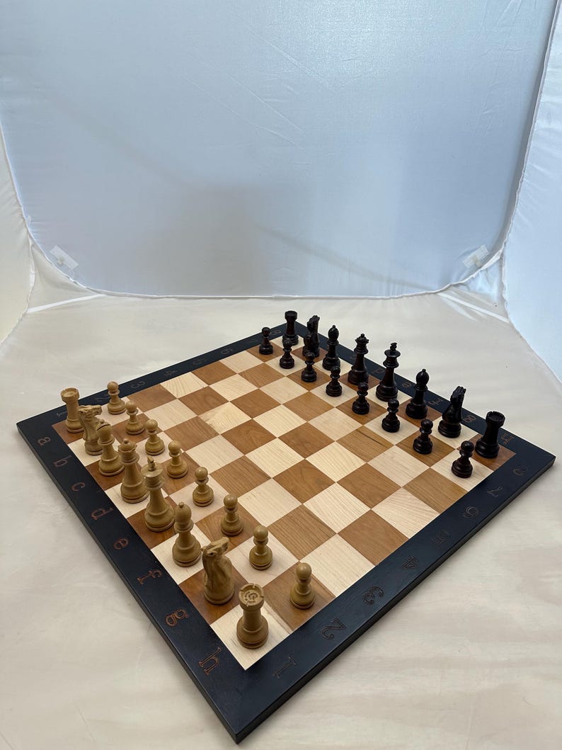 Handmade Cherry and Maple Solid Wood Regulation Chessboard With Black ...