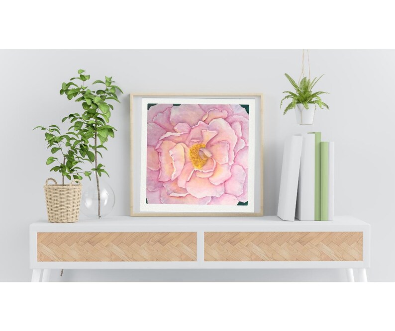 Pink Rose Watercolor Painting, Prints, and Cards: Rose Floral L Pink ...