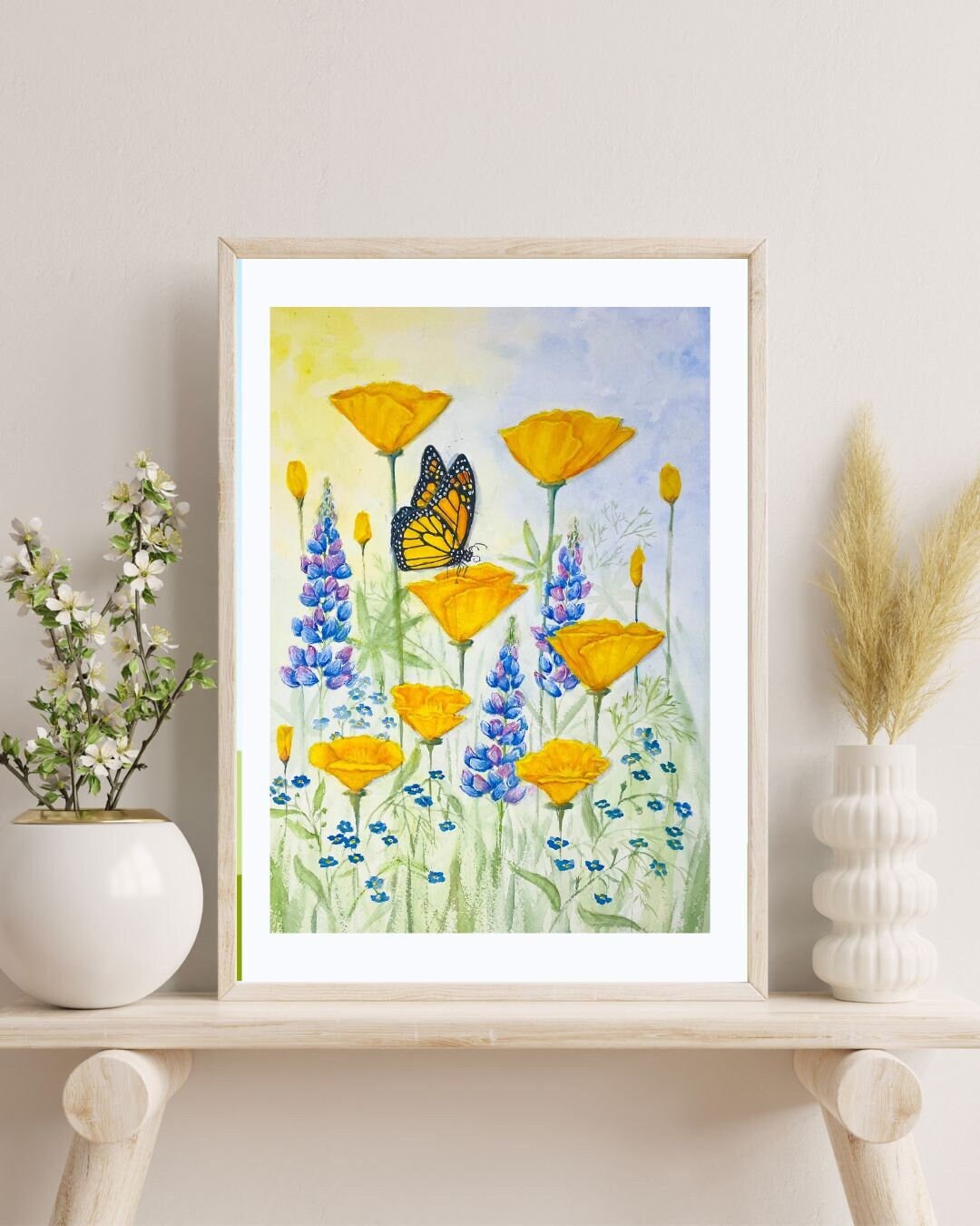 California Poppies and Monarch Butterfly Cards, and Prints - Etsy